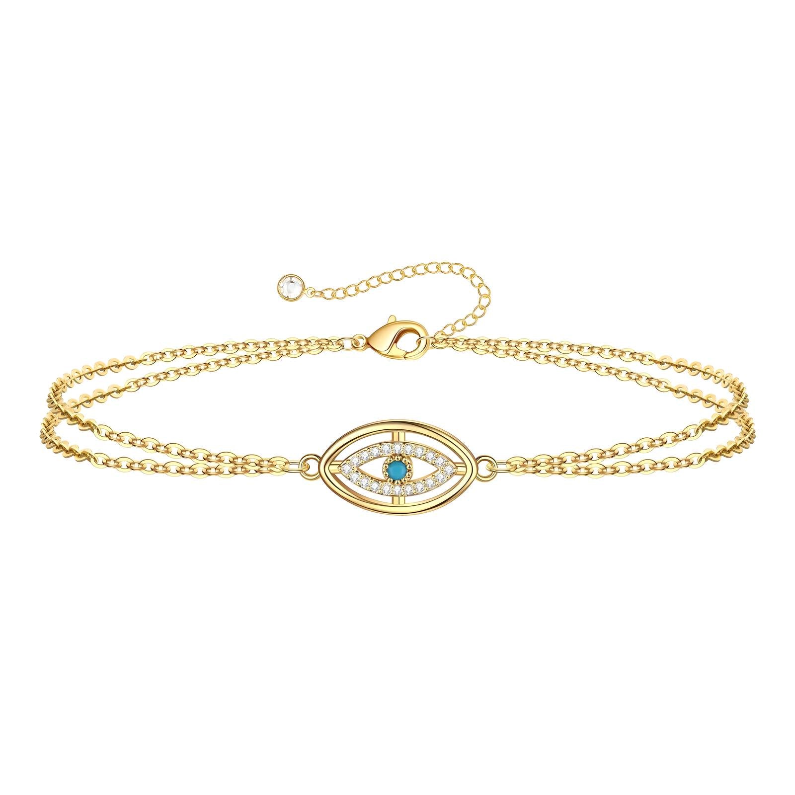 Dez Block Him Evil Eye Bracelet, 18K Gold Plated Steel – Miss Noir Jewelry
